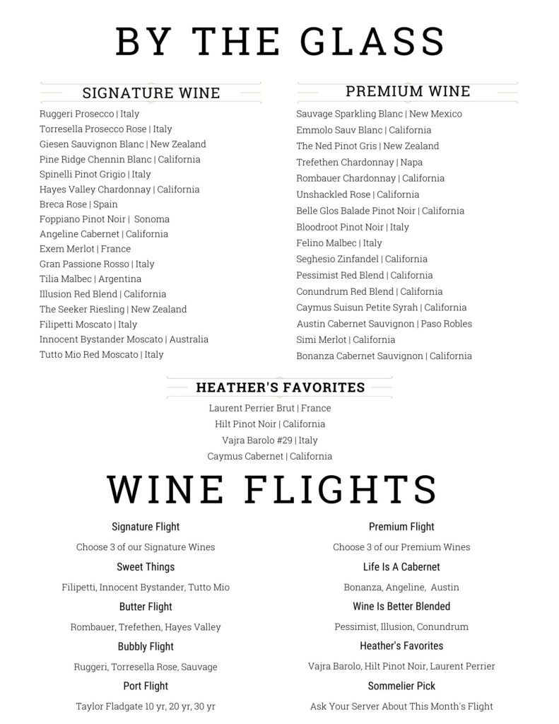 Menu - Vineyard Market