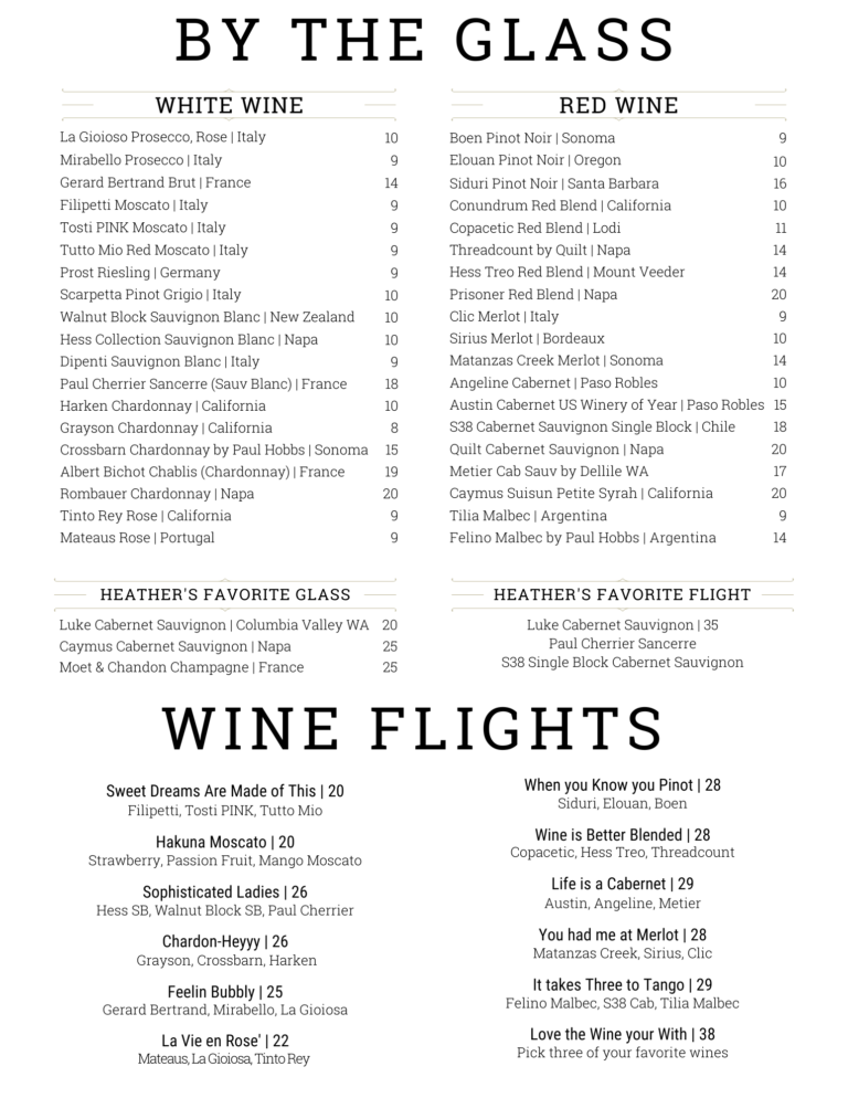 Menu - Vineyard Market